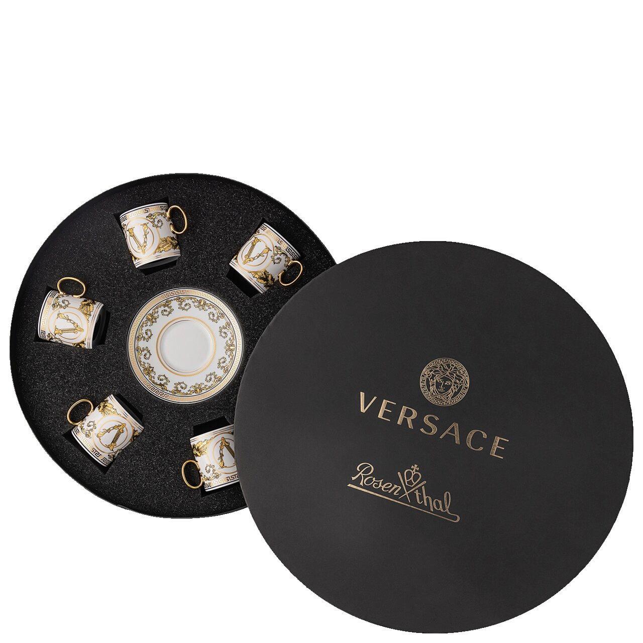 Versace Virtus Gala White – Set of 6 Espresso Cups & Saucers (Gift ...